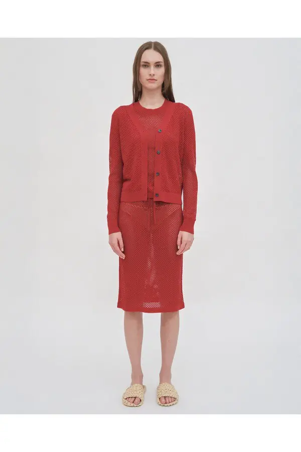Rosetta Getty Mesh Midi Skirt