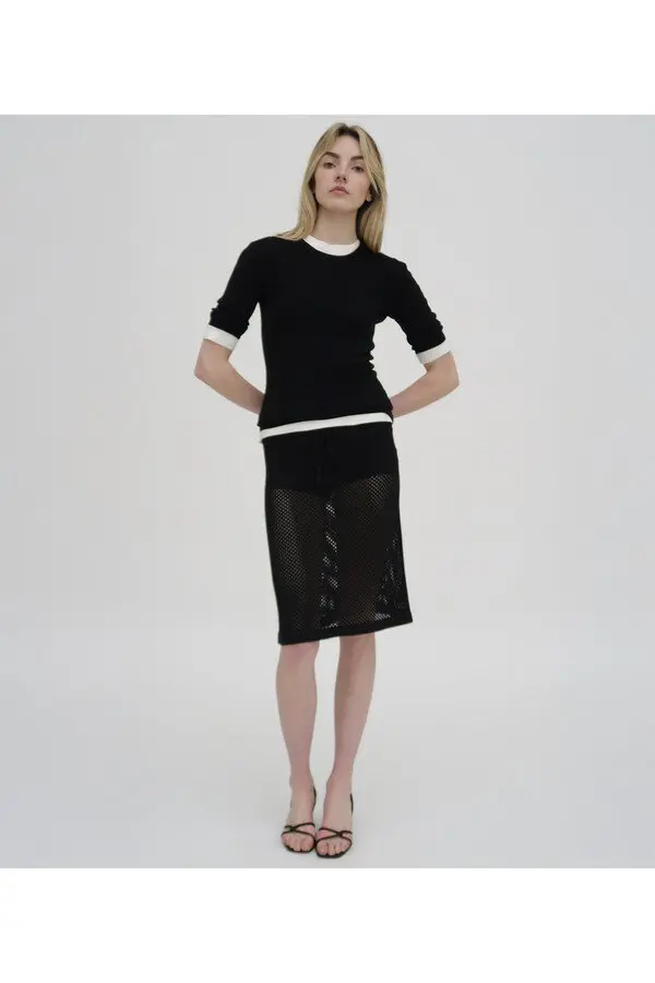 Rosetta Getty Mesh Midi Skirt - Black