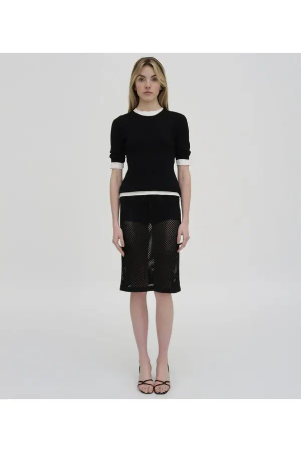 Rosetta Getty Mesh Midi Skirt - Black