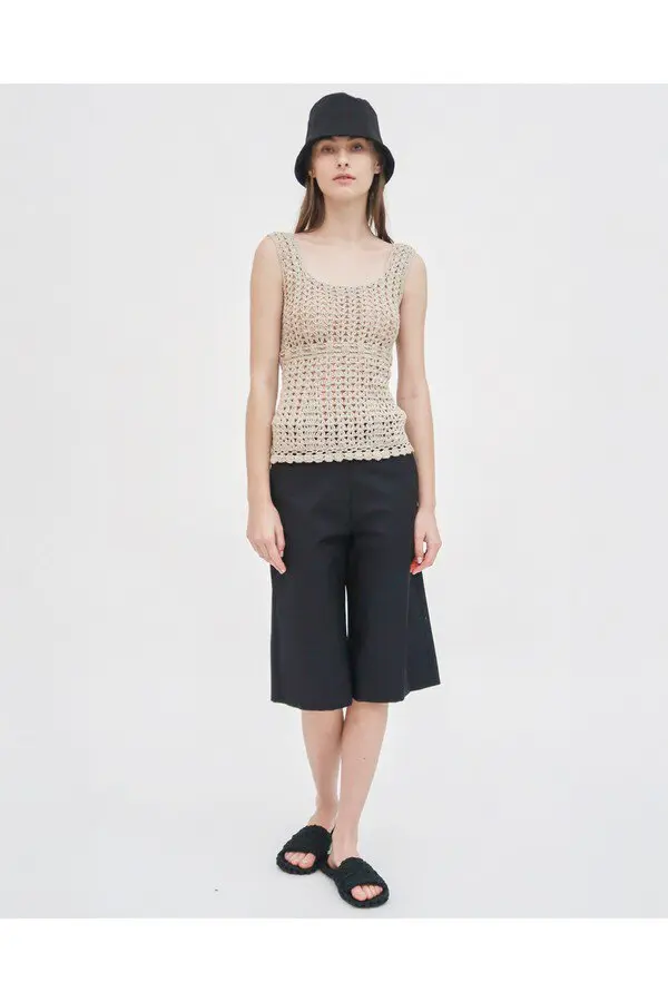 Rosetta Getty Hand Crochet Square Neck Tank