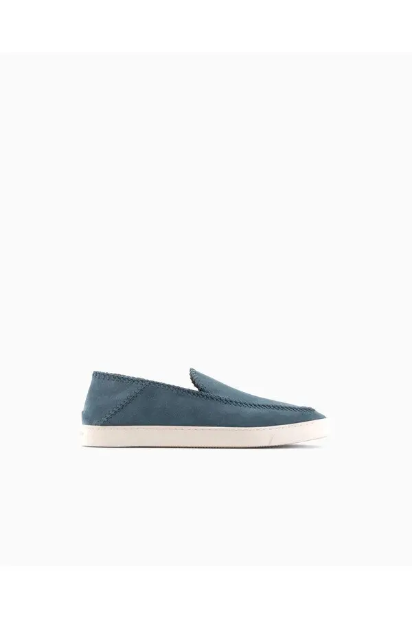 Giorgio Armani Galleria 3 Suede Slip-ons - Blue