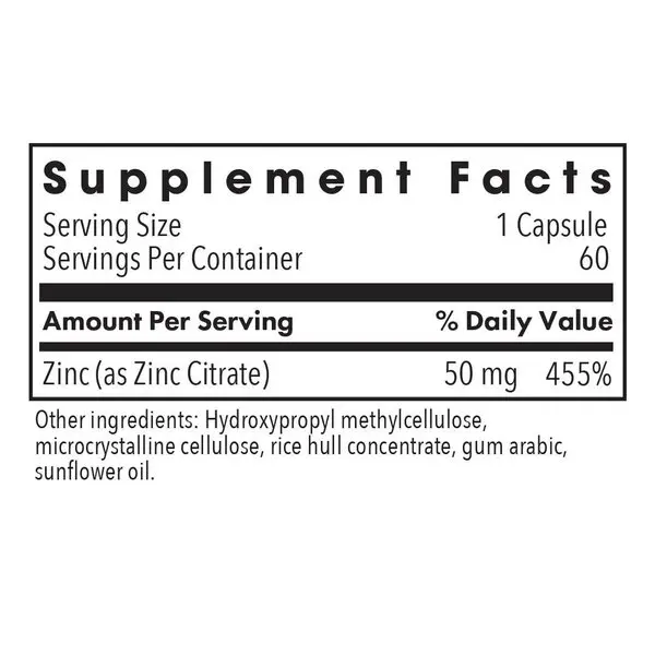 ALLERGY RESEARCH GROUP Zinc Citrate 50mg 60 Capsules