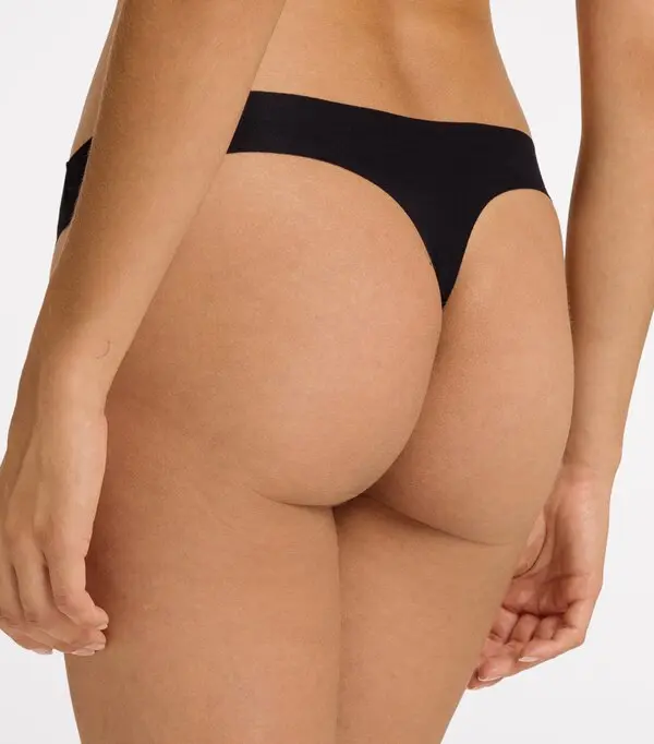 Hanro Invisible Cotton Thong - Black
