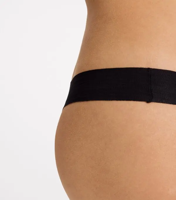 Hanro Invisible Cotton Thong - Black