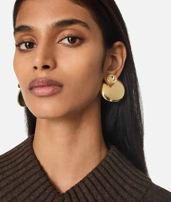 BOTTEGA  VENETA Large Concave Earrings - Yellow Gold