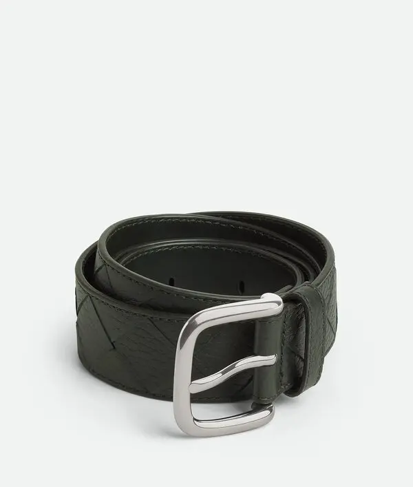 Bottega Veneta Intrecciato Taurillon Belt - Dark Green