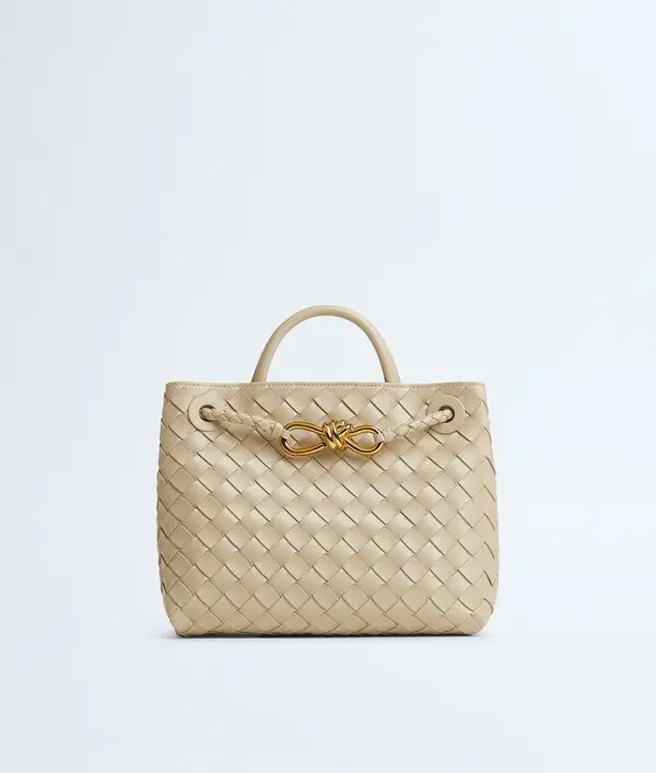 Bottega Veneta Small Intrecciato Andiamo Bag - Ecru