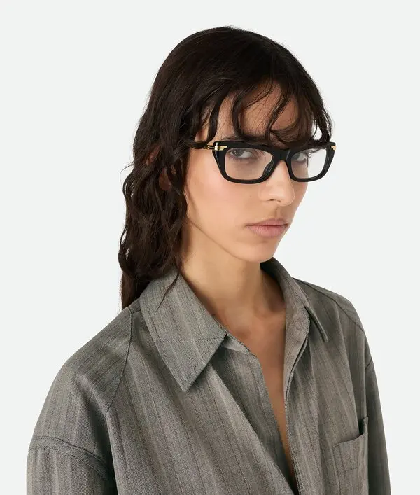 Bottega Veneta Classic Rectangular Eyeglasses - Black/transparent