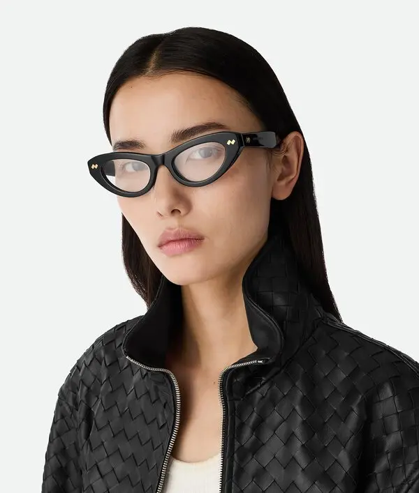 Bottega Veneta Cat Eye Eyeglasses - Black/transparent