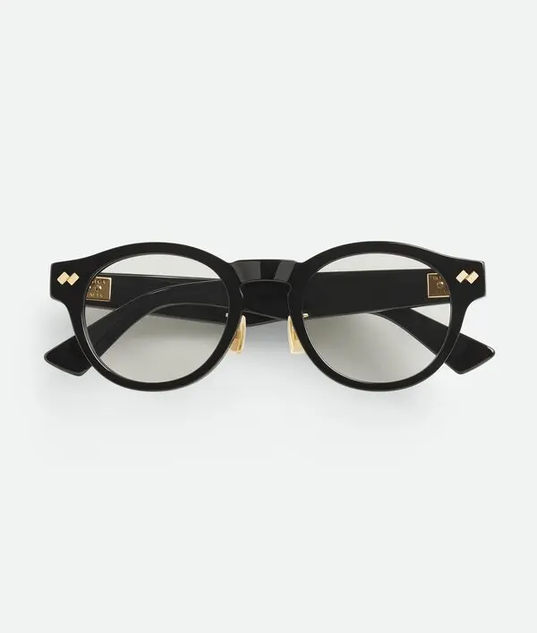 Bottega Veneta Round Frame Eyeglasses - Black/transparent