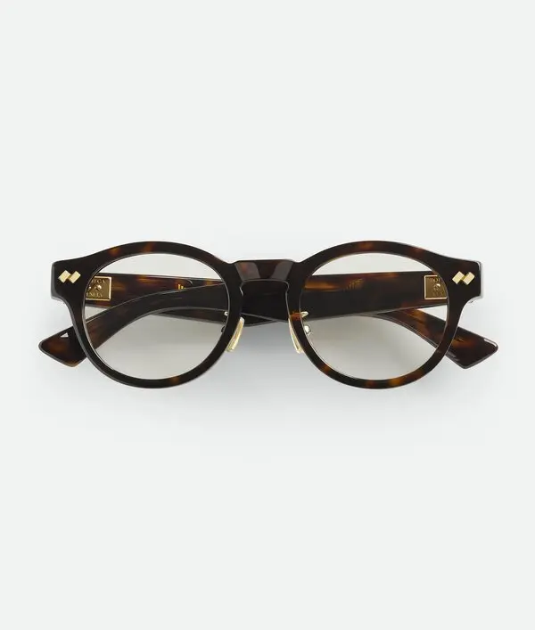 Bottega Veneta Round Frame Eyeglasses - Havana/transparent