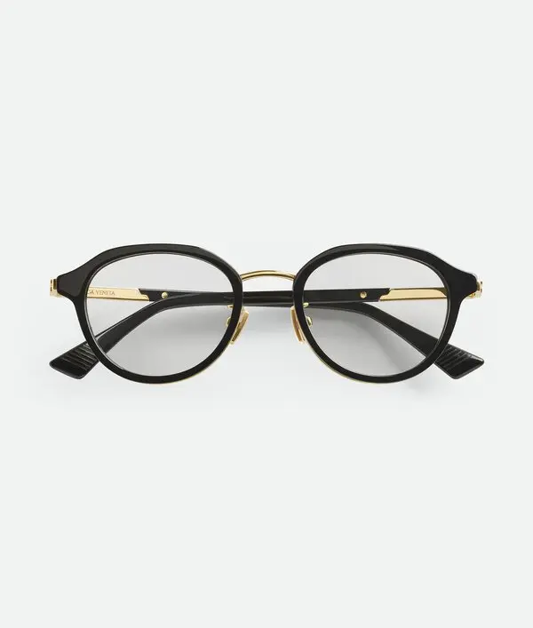 Bottega Veneta Forte Pantos Eyeglasses - Black/transparent