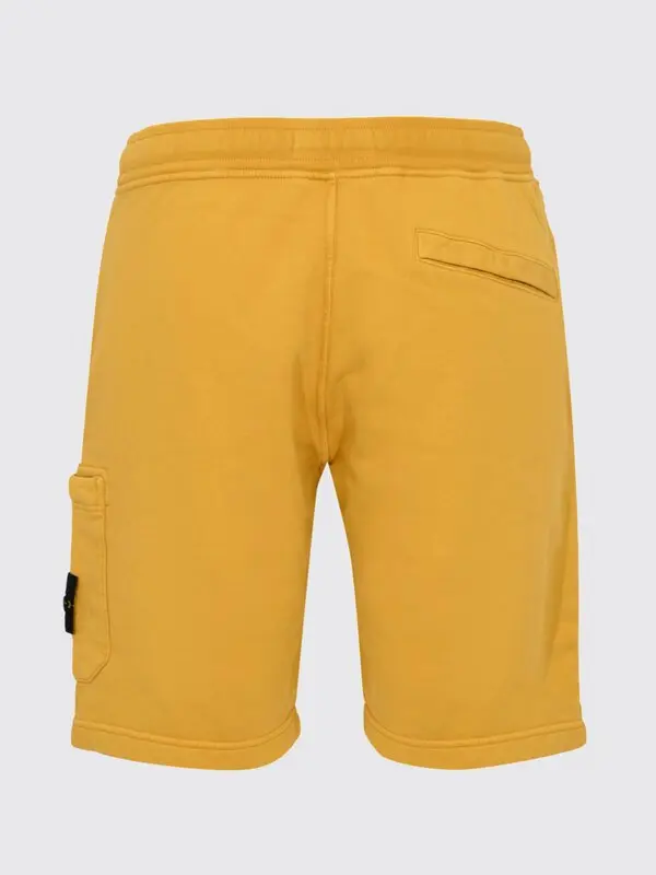 Stone Island Cotton Shorts With Logo Detail - Yellow