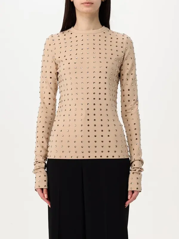 Sportmax Long Sleeve Embellished Top - Nude