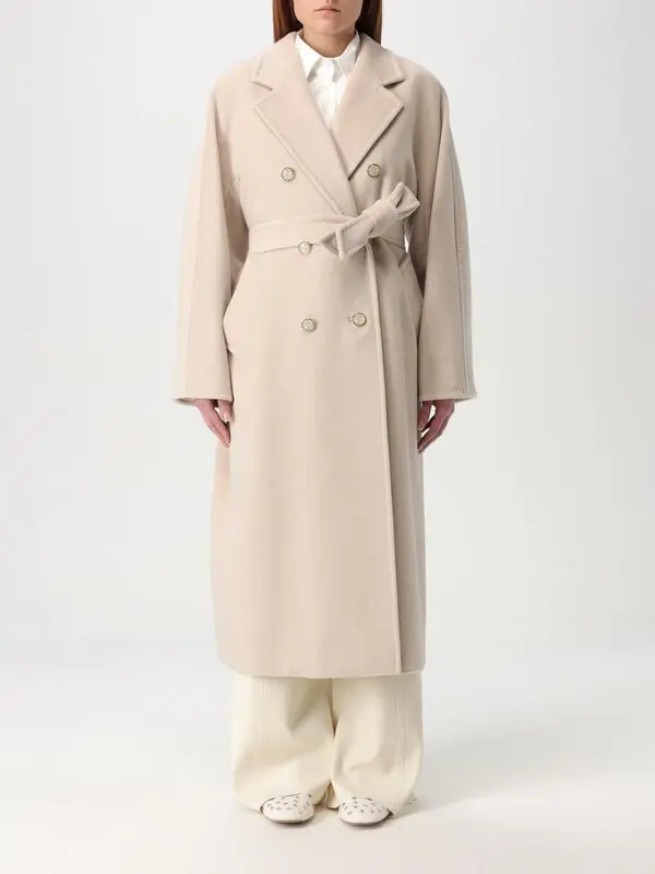Max Mara Double Breasted Belted Coat - Sand