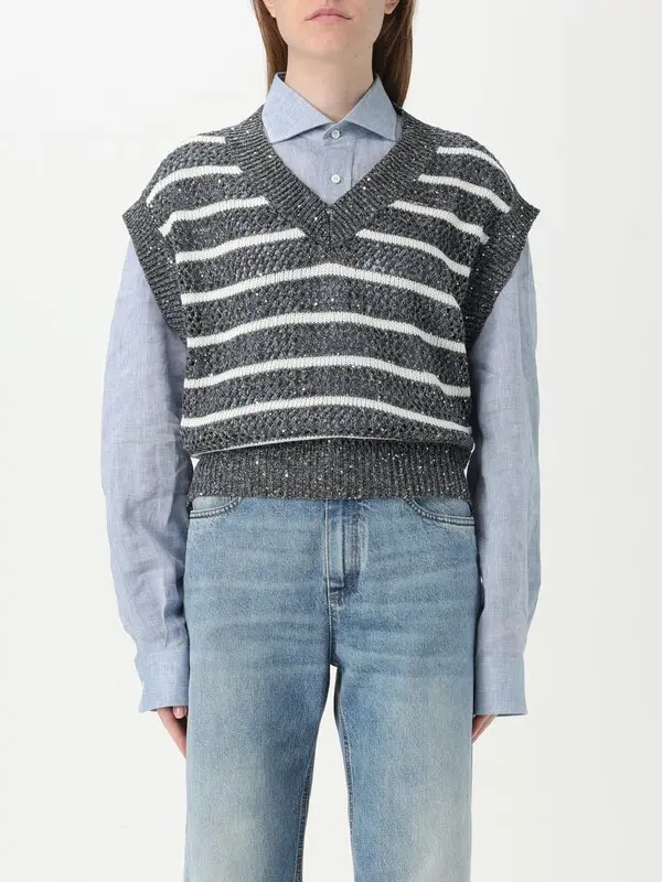 Brunello Cucinelli Striped V-neck Waistcoat