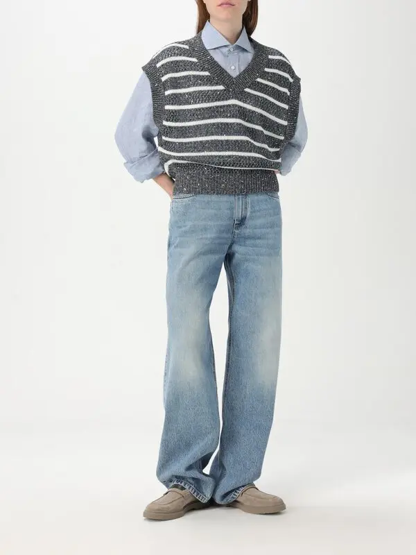 Brunello Cucinelli Striped V-neck Waistcoat