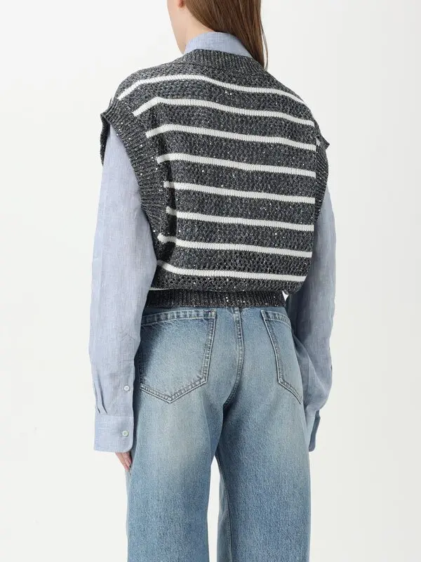 Brunello Cucinelli Striped V-neck Waistcoat