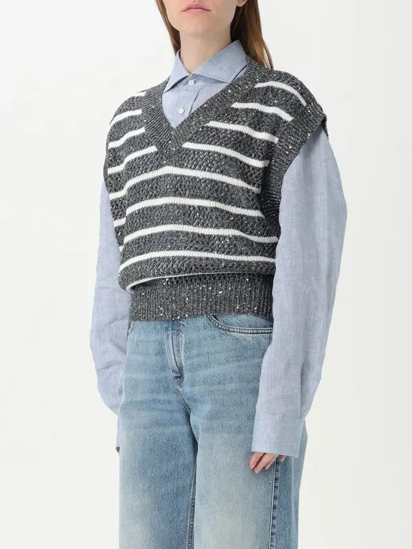 Brunello Cucinelli Striped V-neck Waistcoat