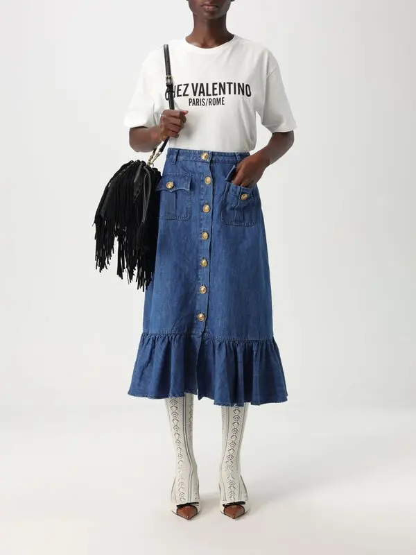 Valentino Garavani Denim Midi Skirt