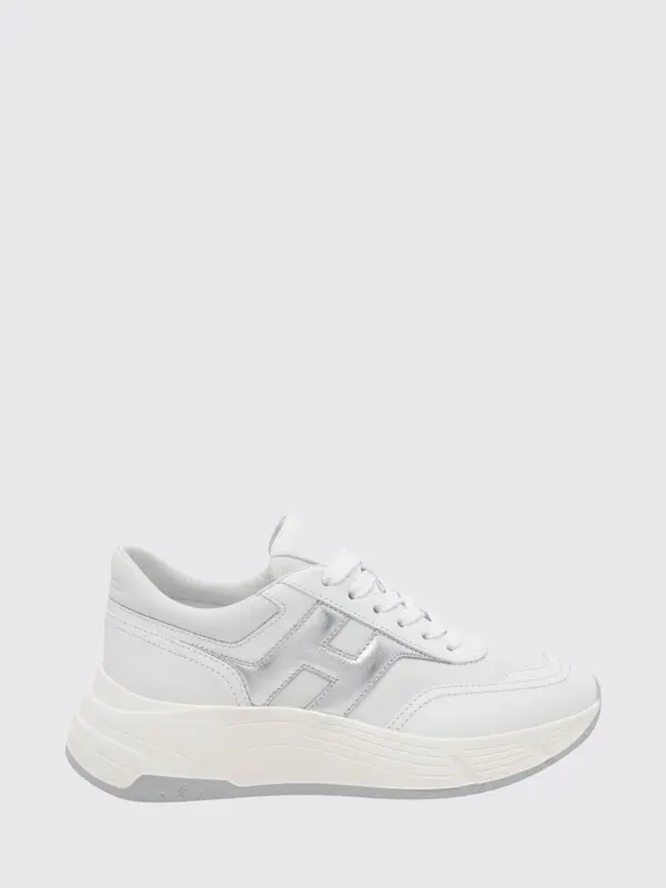 Hogan Hi-fi Smooth And Laminated Nappa Leather Lace-up Sneakers With Chunky Sole - White