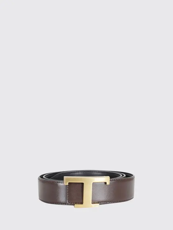 TOD'S Leather Belt With Logo Buckle - Brown