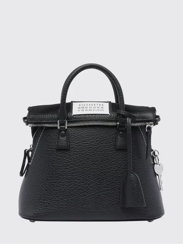 MAISON MARGIELA 5ac Bag In Grained Leather And Canvas - Black