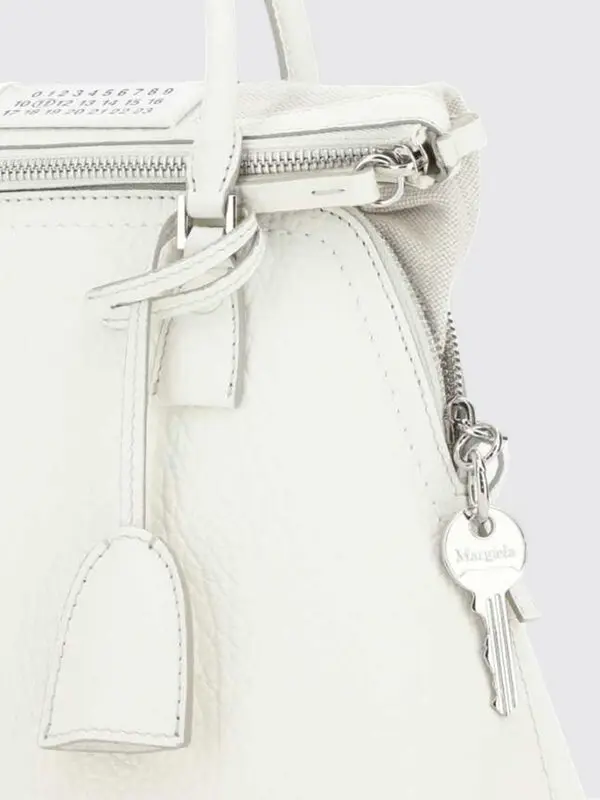 MAISON MARGIELA 5ac Bag In Grained Leather And Canvas - White