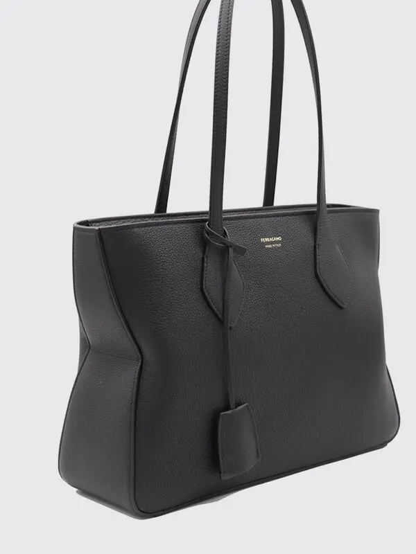 FERRAGAMO Star Medium Grained Leather Bag - Black