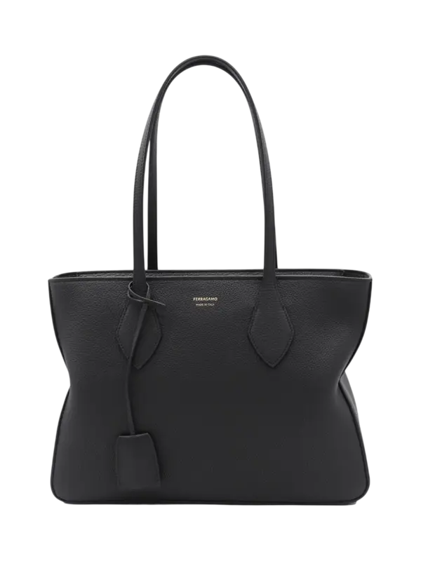 FERRAGAMO Star Medium Grained Leather Bag - Black