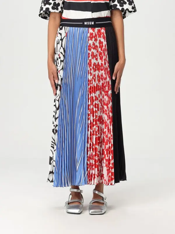 MSGM Pleated Maxi Skirt - Multicolor