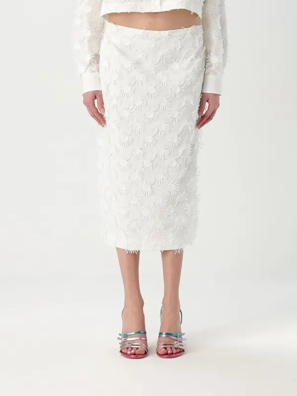 MSGM Embroidered Midi Skirt - White