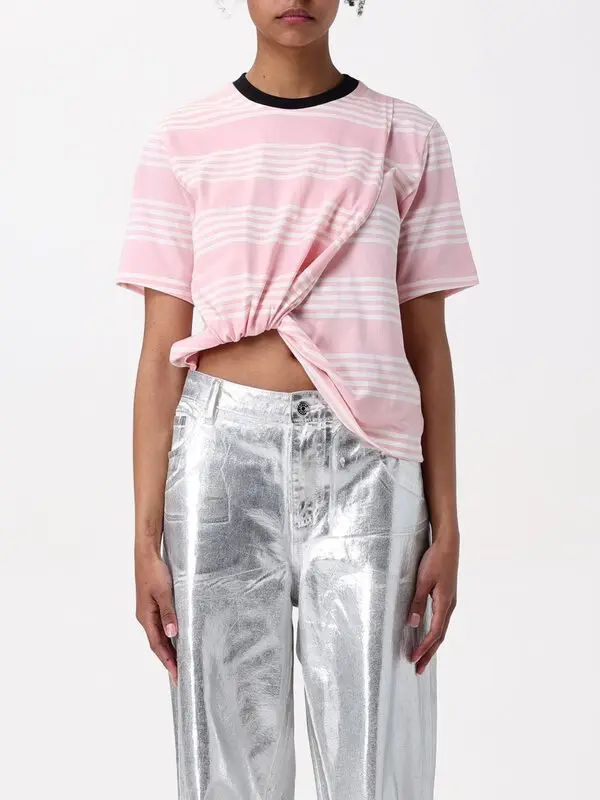 MSGM Striped T-shirt With Knot Detailing