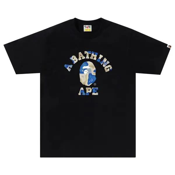 A BATHING APE Liquid Camo College Tee - Black