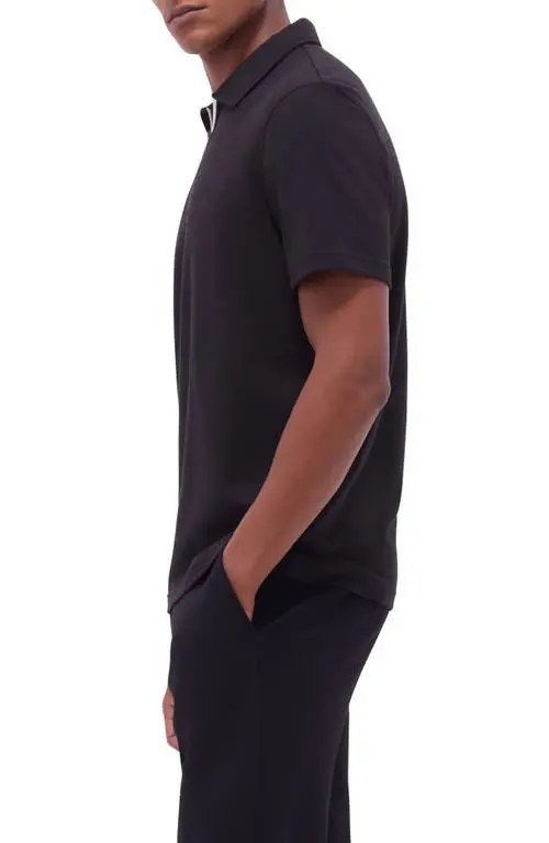 Bugatchi Quarter Zip Polo - Black
