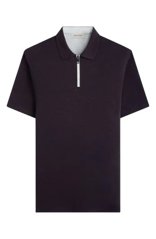 Bugatchi Quarter Zip Polo - Black