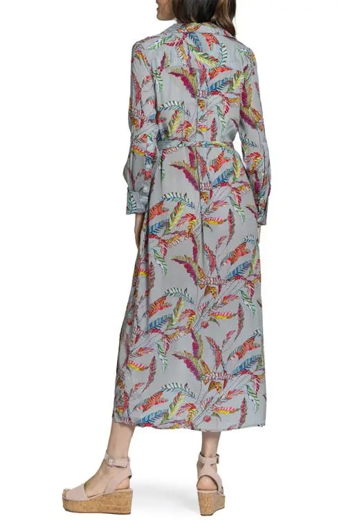 APNY Mix Print Long Sleeve Shirt Dress - Grey Multi