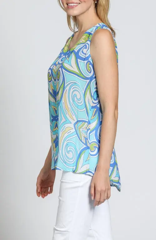 APNY Print V-neck Tank - Turquoise Multi