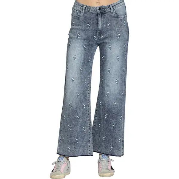 APNY Embroidered Wide-leg Jeans