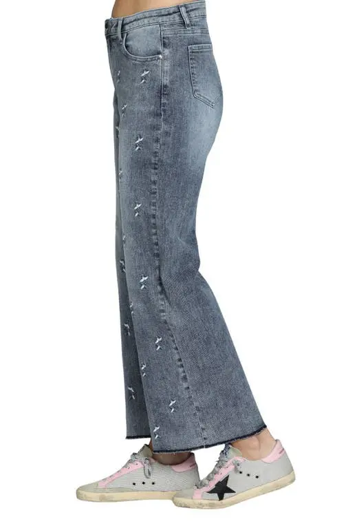 APNY Embroidered Wide-leg Jeans
