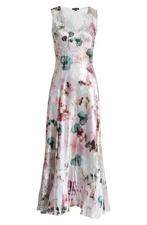 Komarov Lace-Up Back Maxi Dress In Blush Plumes - 67% Off | Editorialist