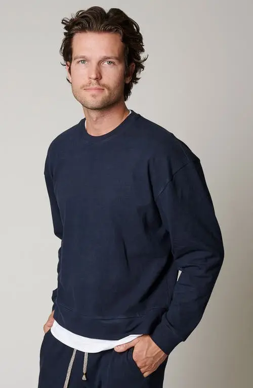 LEISURE LAB Cotton Lounge Crewneck - Lapis