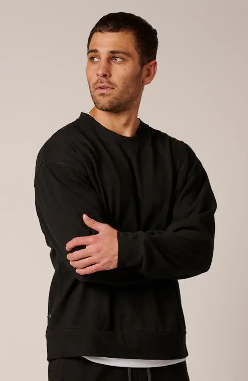 LEISURE LAB Cotton Lounge Crewneck - Onyx