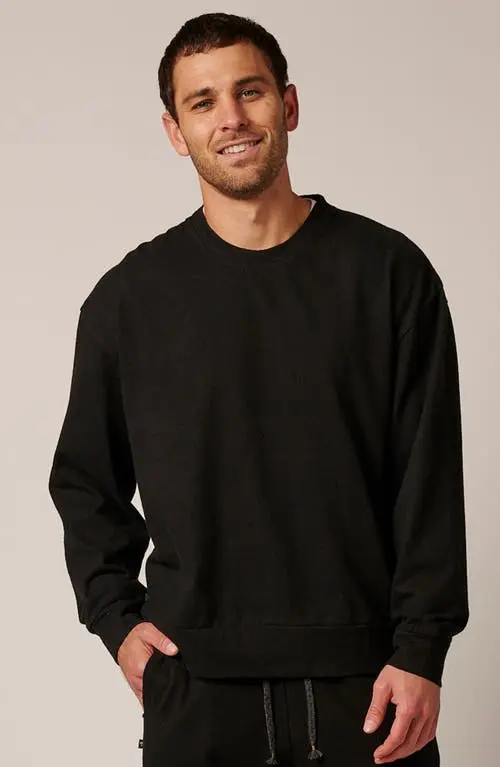 LEISURE LAB Cotton Lounge Crewneck - Onyx
