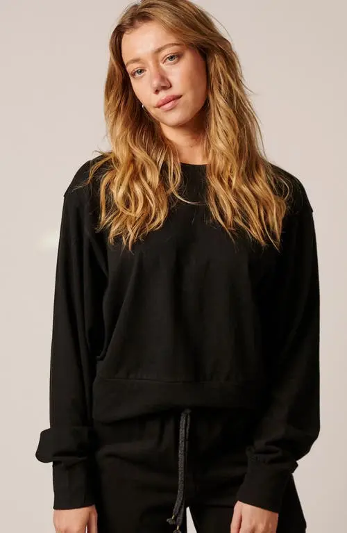 LEISURE LAB Cotton Lounge Crewneck - Onyx