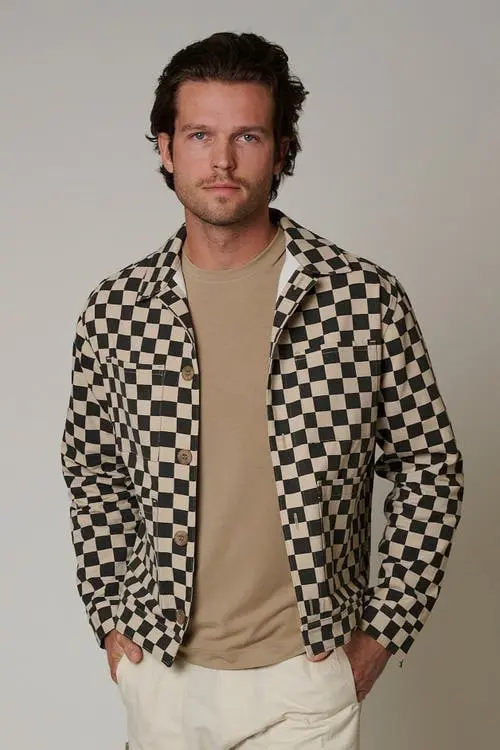LEISURE LAB Checkmate Ranch Jacket - Beige Checkered
