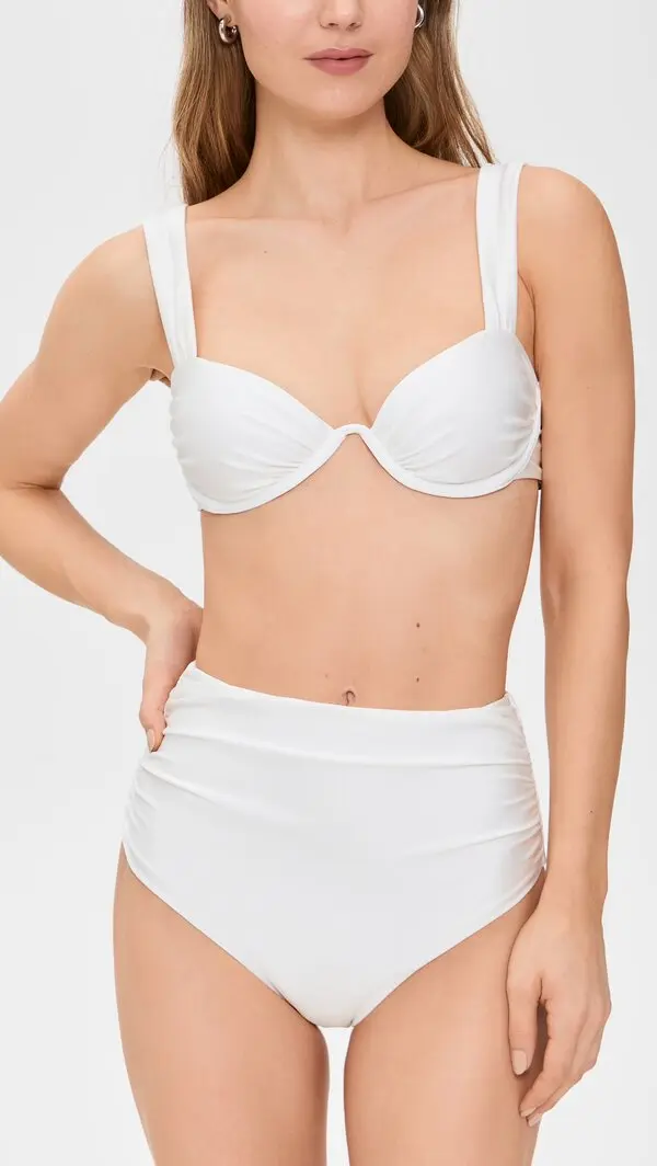Simkhai Teya High Waisted Bikini Bottoms - White