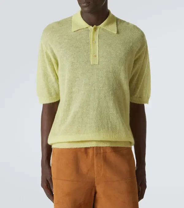 Auralee Mohair-blend Polo Sweater