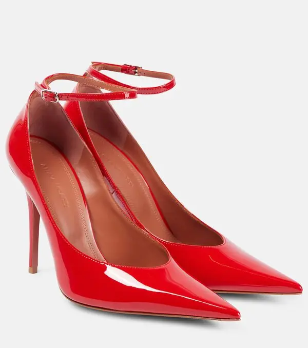 Amina Muaddi Anok 105 Patent Leather Pumps - Red