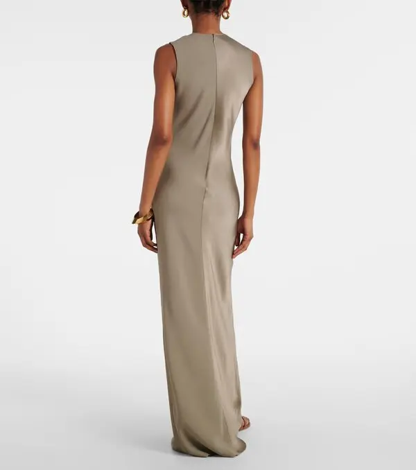 AMI Paris Paneled Satin Maxi Dress - Grey